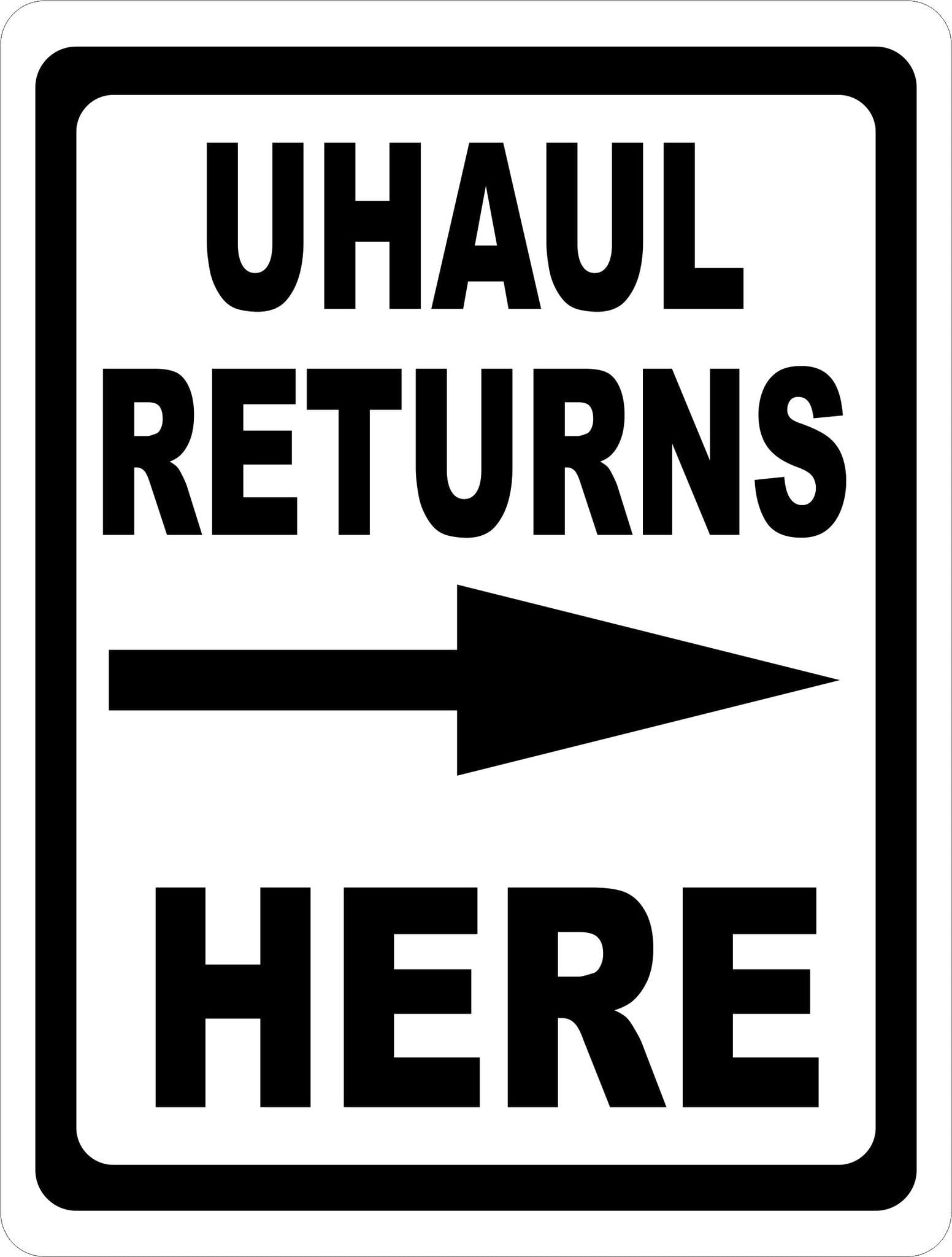 U Haul Returns Here SIgn - Walmart.com