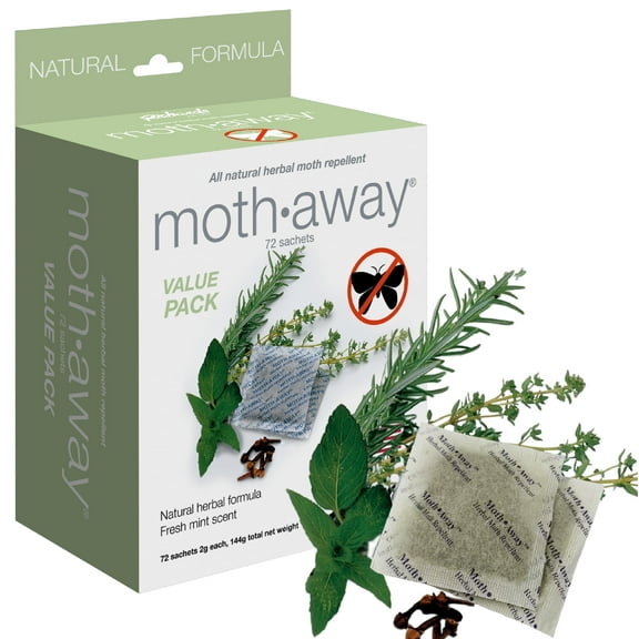 Homewares Moth Away Sachets – 72-Pack Value Pack, Natural Herbal Moth ...