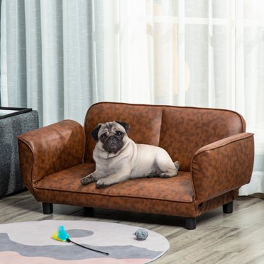 MCombo Pet Sofa Bed Dog Couch for Small Dogs, Faux Leather Dog Sofa ...