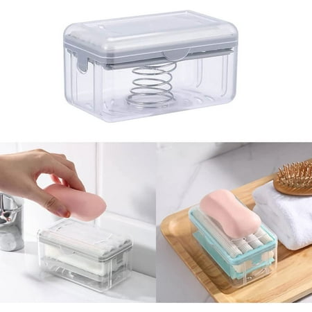 Lepai Spring Loaded Roller Soap Dish, Multifunctional Soap Bubble Box ...