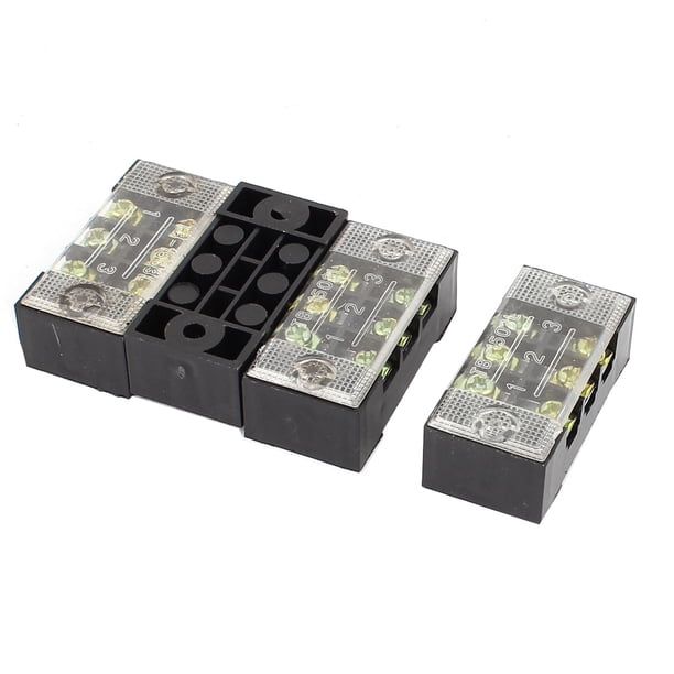 Unique Bargains 4 Pcs 600V 15A 3P Dual Row Electric Barrier Terminal ...