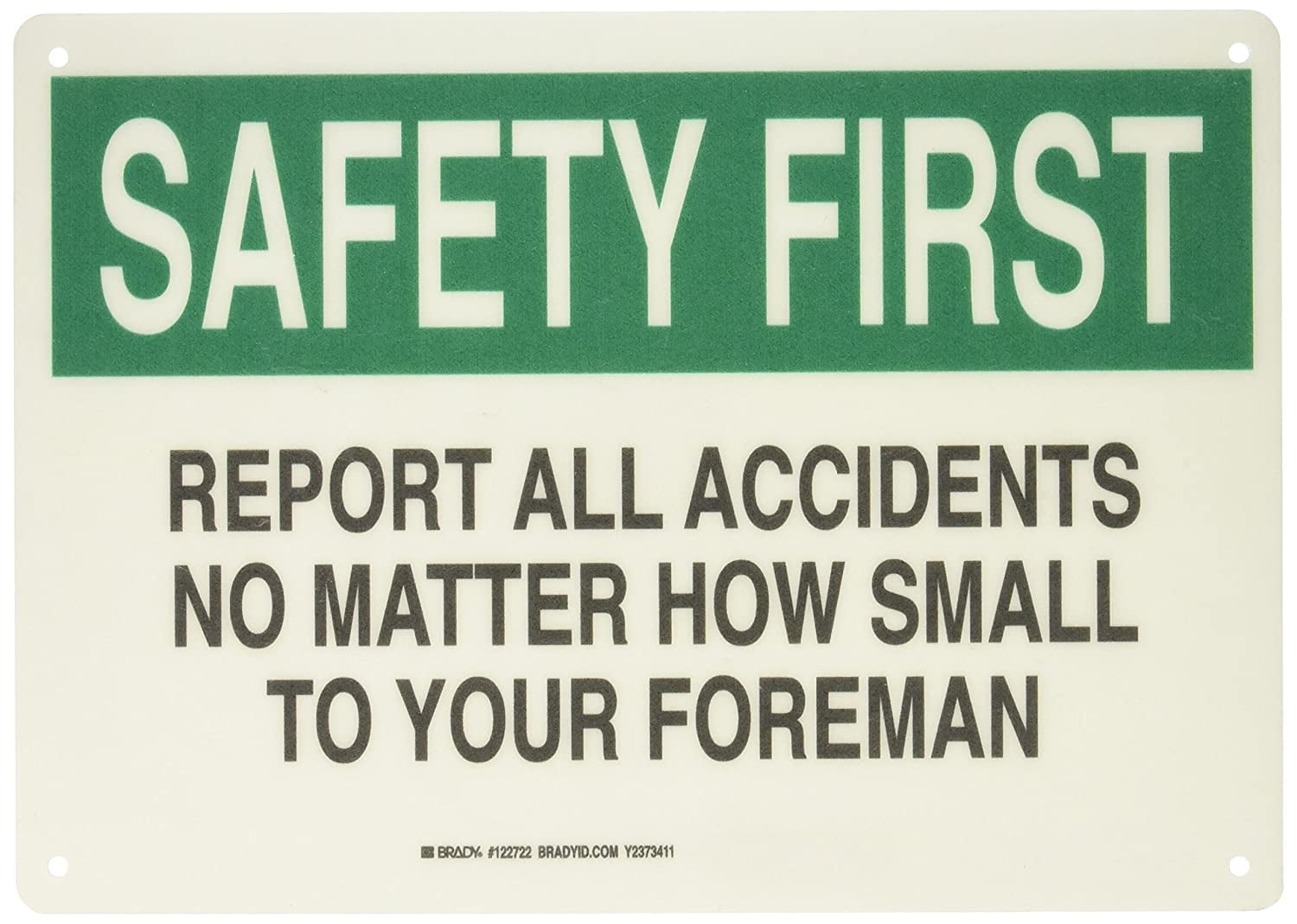 Brady 122722 First Aid Sign, 14" Height x 10" Width, Brown on White ...