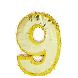 Gold Foil Number 9 Pinata for 9th Birthday Party Decorations ...