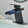 Senlesen LED Bathroom Faucet, Matte Black Waterfall Spout, Single ...