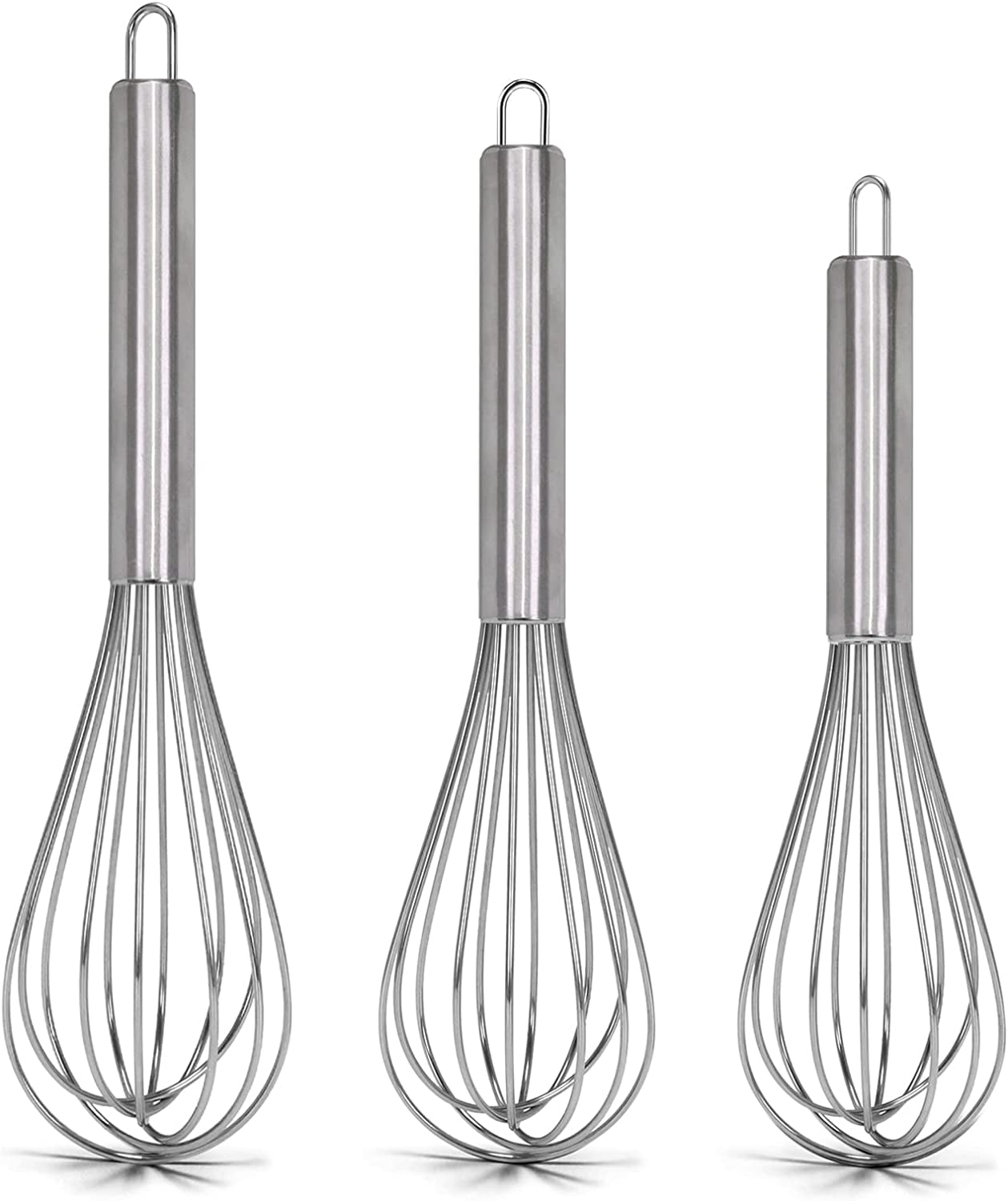 Batidor de alambre de acero inoxidable de mano, paquete de 3, perfecto ...