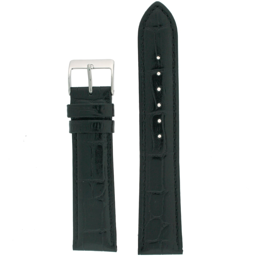 22 mm Watch Band Black Genuine Leather Crocodile Grain - Walmart.com