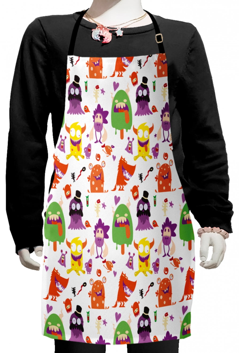 Alien Kids Apron, Monsters Humorous Creatures Beings Colorful Cartoon ...