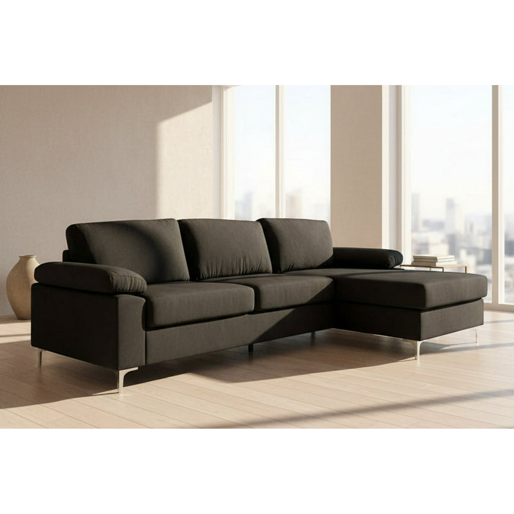 Click here for Zena - Modern Velvet Sectional With Chrome Legs prices