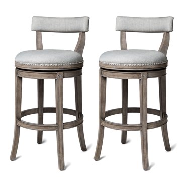 Maven Lane Emerson Bar Stool in Weathered Grey Wood Finish with Ronan ...