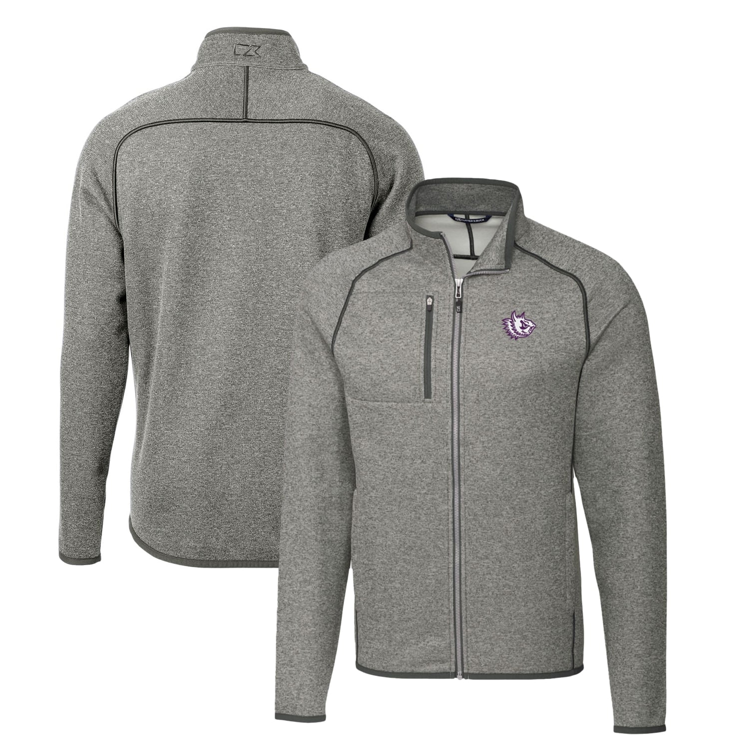 Men's Cutter & Buck Heather Gray TCU Horned Frogs Mainsail Sweater-Knit ...