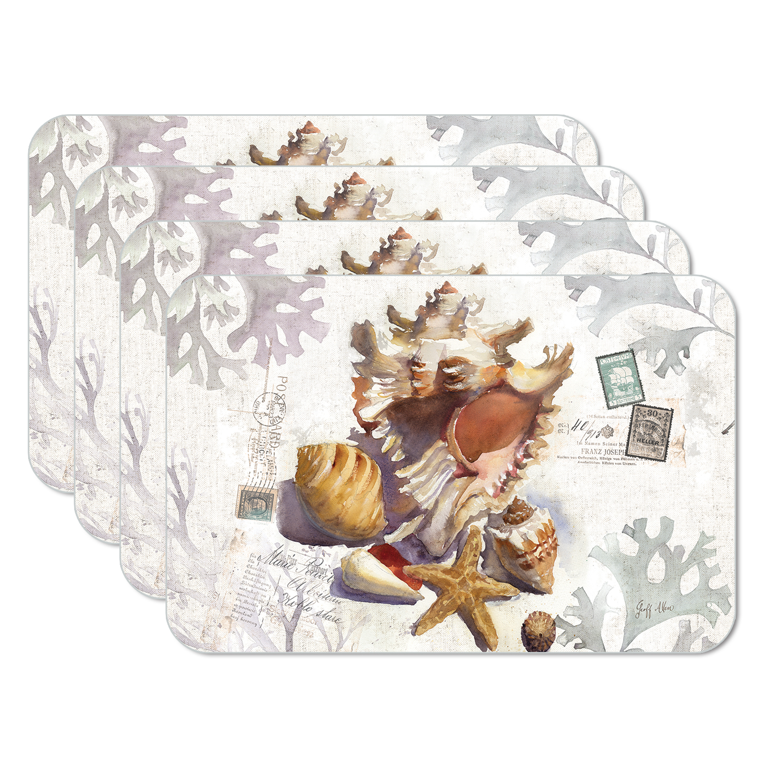 CounterArt "Sundrenched Shells" 4 Pack Reversible Flexible Plastic ...