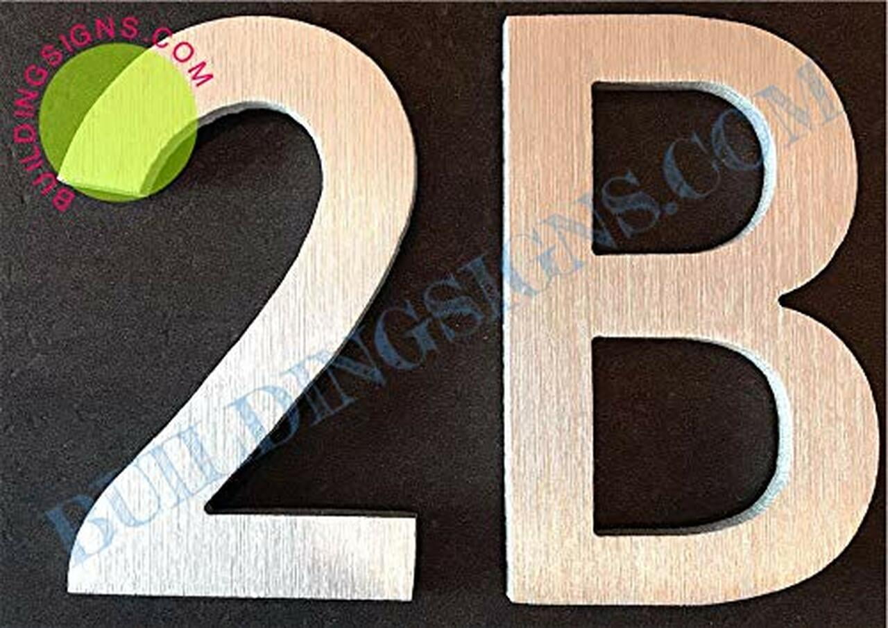 Apartment Number 2B Sign -(Brush Silver,Double Sided Tape, Rust Free, 2 ...
