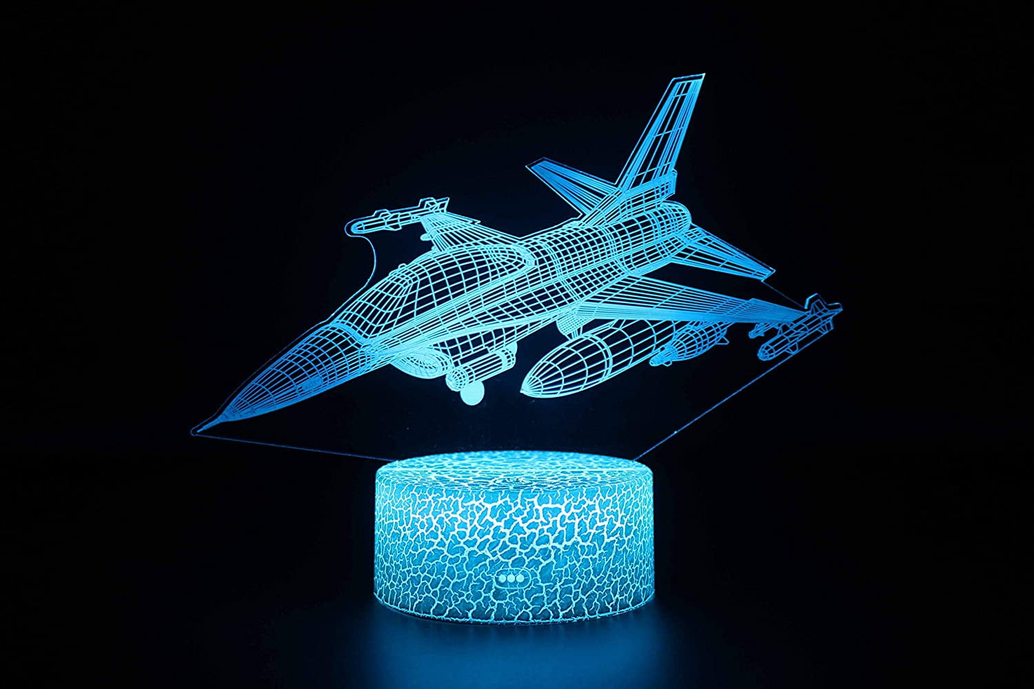YSITIAN Fighter Jet 3D Night Light, 7 Colors Changing Optical Illusion ...
