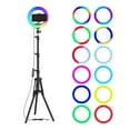 Onn. 8-inch Ring Light With 47" Adjustable Tripod Special RGB Effects ...