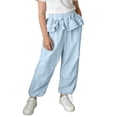 CHEEREAM Girls Baggy Pants Wide Leg Active Elastic Layered Ruffle Waist ...