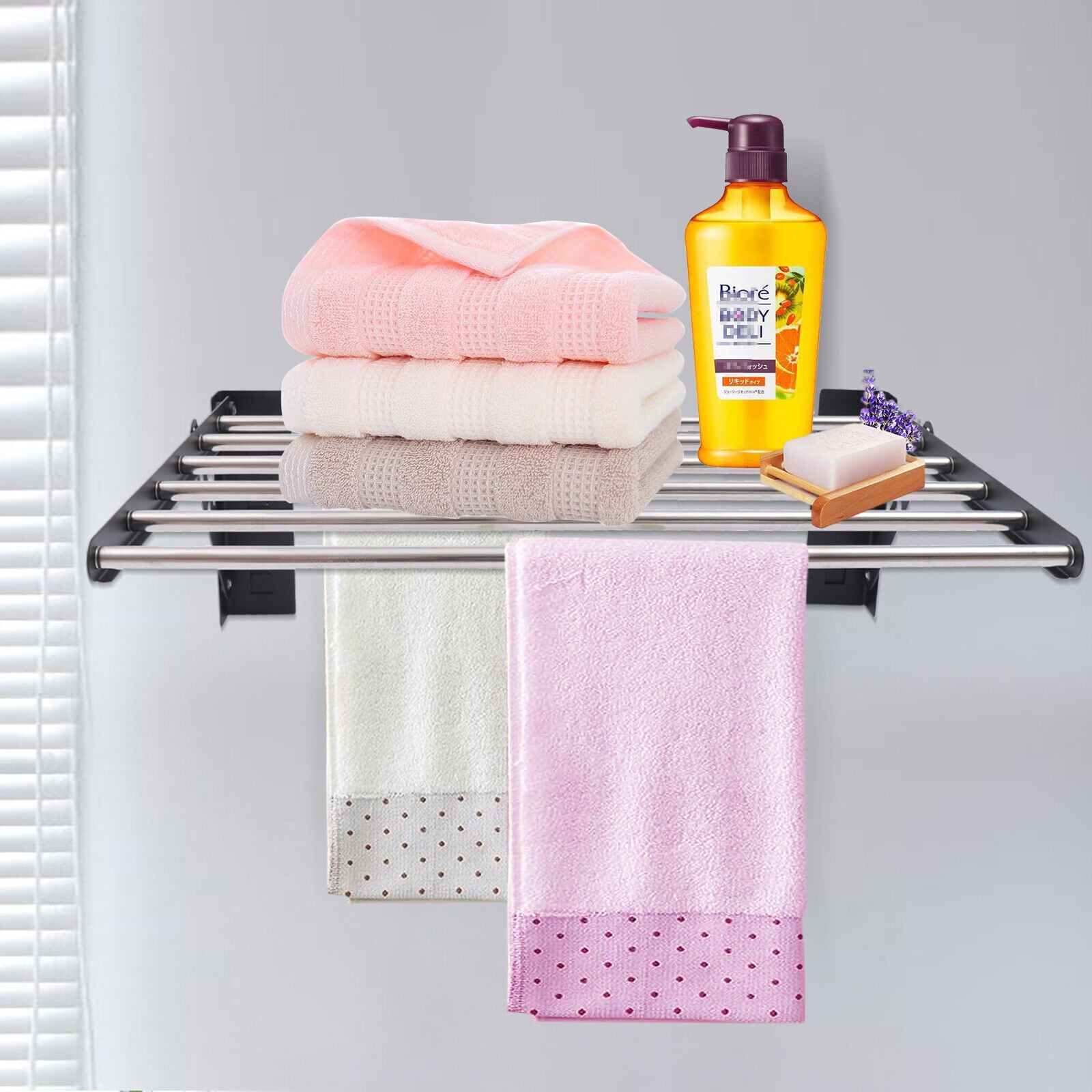 Wall Mounted Clothes Drying Rack Towel Dryer Rack Adjustable Stainless ...