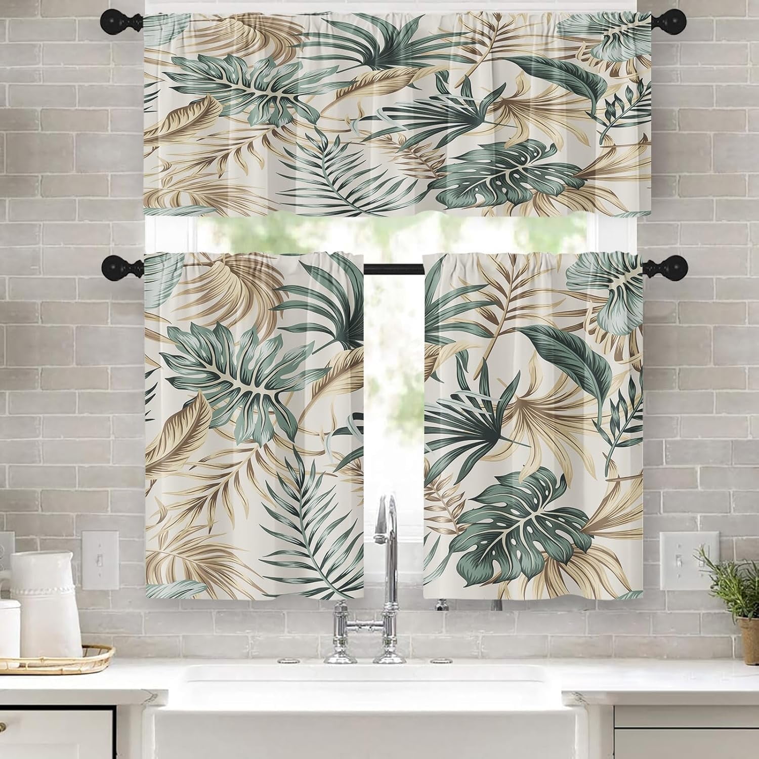 Click here for Fggtgvd Palm Leaves Kitchen Curtains Vintage Windo... prices