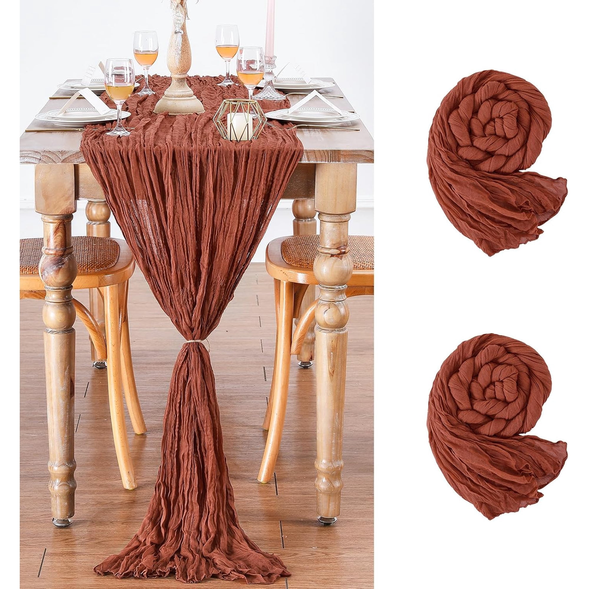 Click here for Unbranded Terracotta Cheesecloth Table Runner - 2... prices