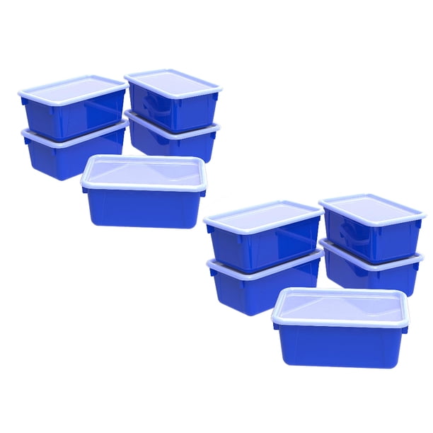 Storex Small Cubby Bin with Cover, Plastic Storage Container Fits ...