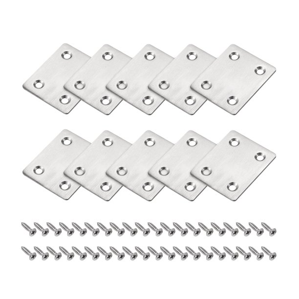 Uxcell 47 x 38 x 2mm Stainless Steel Flat Straight Brace Repair Plate ...