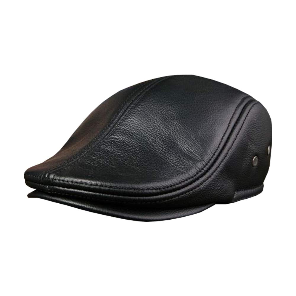 HAORUN Men Spring Winter Leather Newsboy Hat Flat Beret Cap Vintage Ivy ...