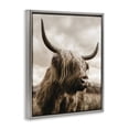 Stupell Industries Highland Cow on Windswept Moor Gray Framed Floater ...