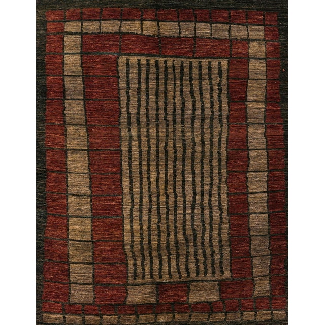 Ahgly Company Indoor Rectangle Abstract Red Oriental Area Rugs, 7' x 9 ...