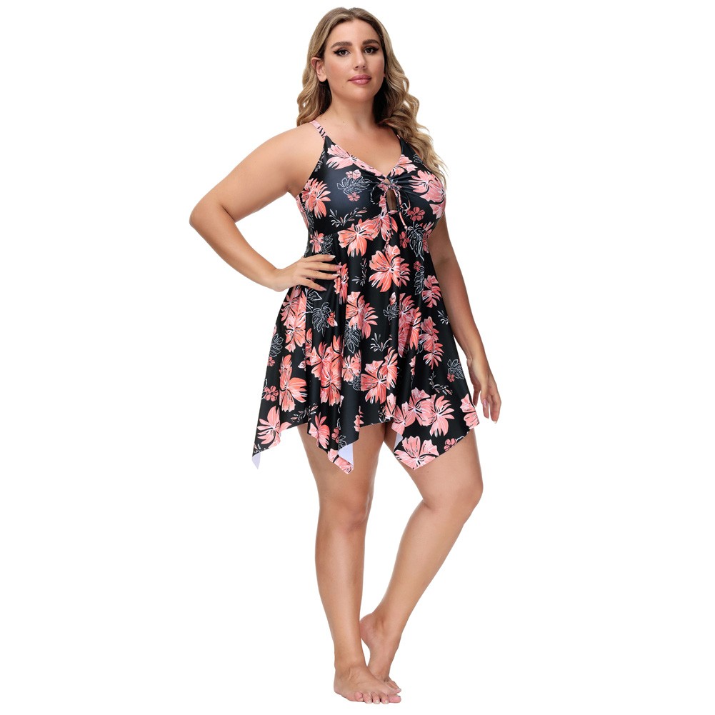 Hanna Nikole Womens Plus Size Swimdress One Piece Tummy Control