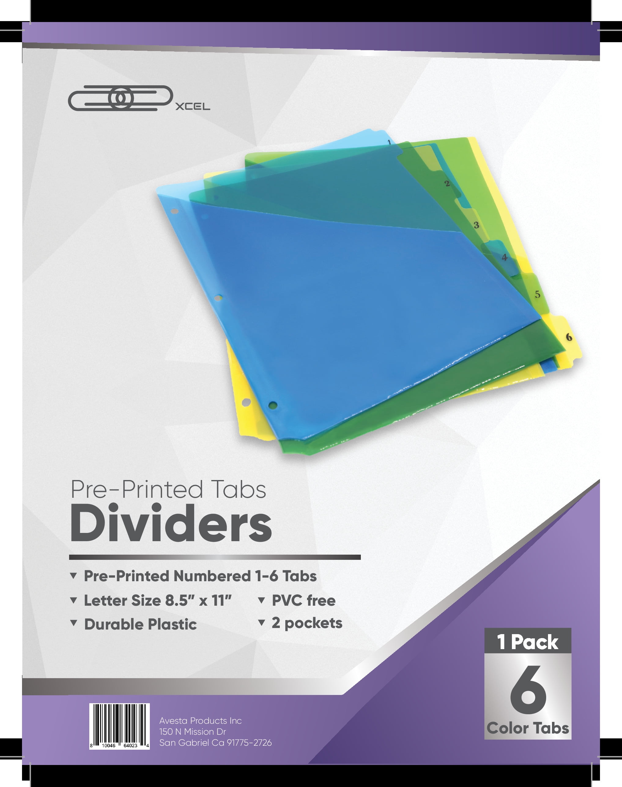 Xcel Plastic Binder Dividers 6 Tabs Durable Pre Printed With 2 Pockets xcel-plastic-binder-dividers-6-tabs-durable-pre-printed-with-2-pockets