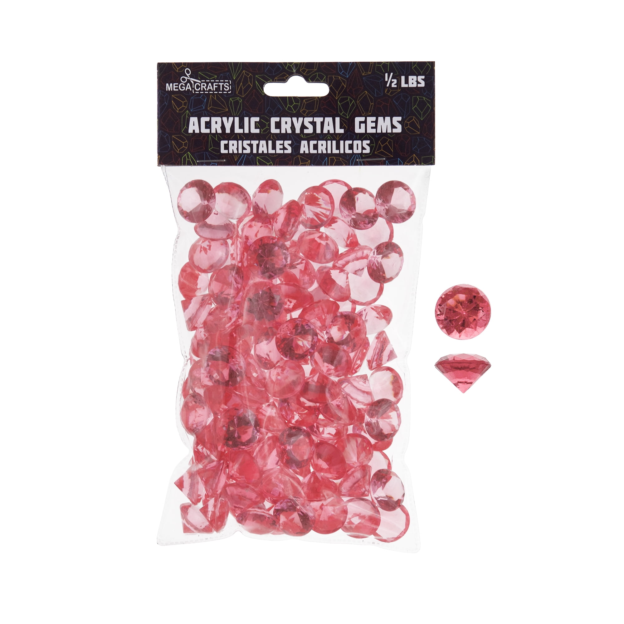 Mega Crafts - 1/2 lb Acrylic Small Diamonds Coral | Plastic Glass Gems ...