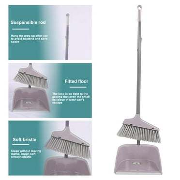 Broom & Dustpan Set, with 33 Inch Long Handle, Broom with Dustpan, Broom and Dustpan Set for ...