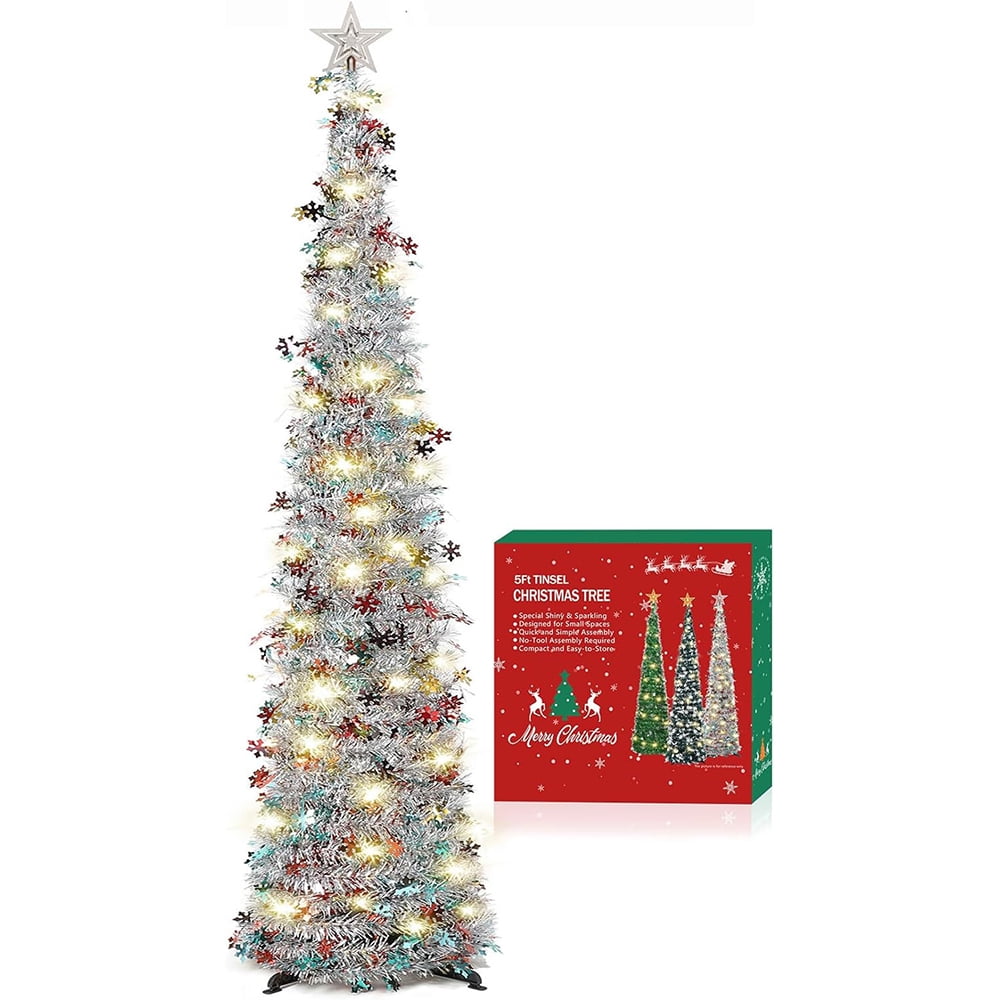 Click here for Grm 5 Ft Tinsel Christmas Tree With 50 Led Warm Li... prices
