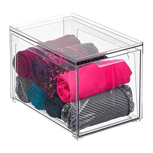 mDesign Plastic Stackable Closet Storage Organizer Bins with Pull Out ...