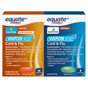 Equate Vapor Ice® Non Drowsy Daytime Cold and Flu Relief, 24 Caplets ...