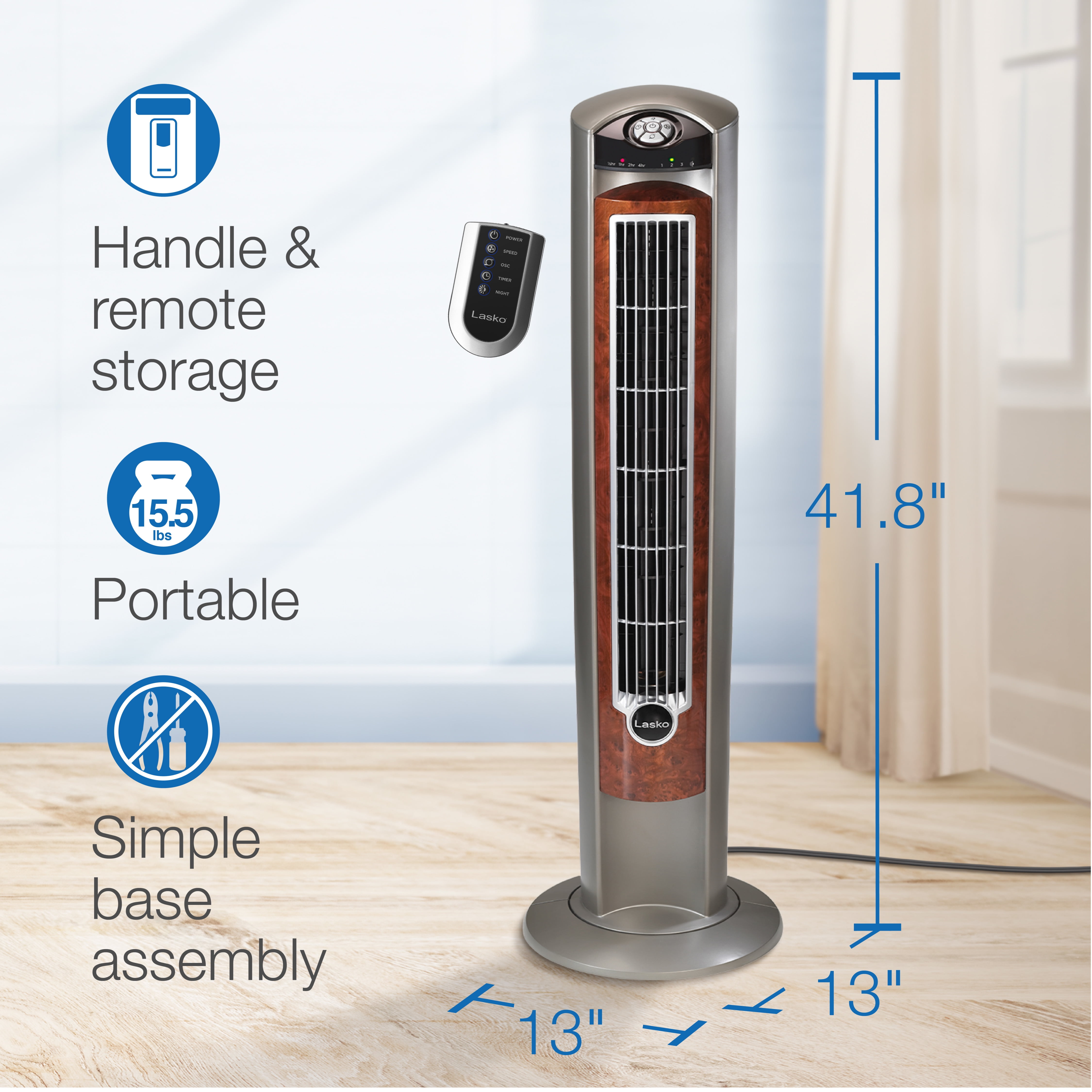 Buy Lasko 42 Wind Curve Oscillating Tower Fan with Nighttime Setting ...