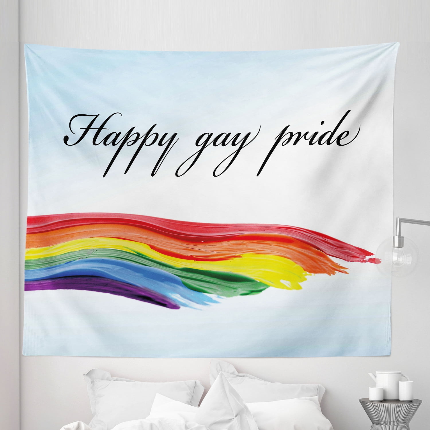 Pride Tapestry, Happy Gay Pride with Hand Writing Celebration Theme ...