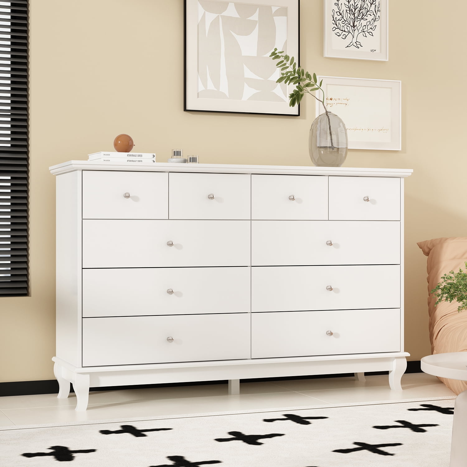 Click here for Oxylife Wooden 10 Drawer Dresser  White Chest Of D... prices