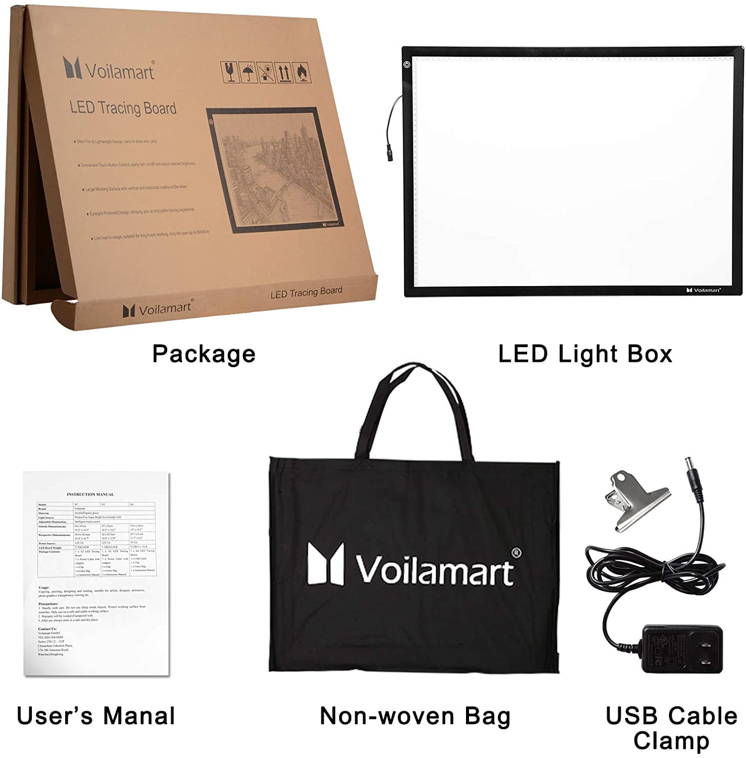 Buy Voilamart A3 LED Tracing Light Board Box, 3-Level Brightness ...