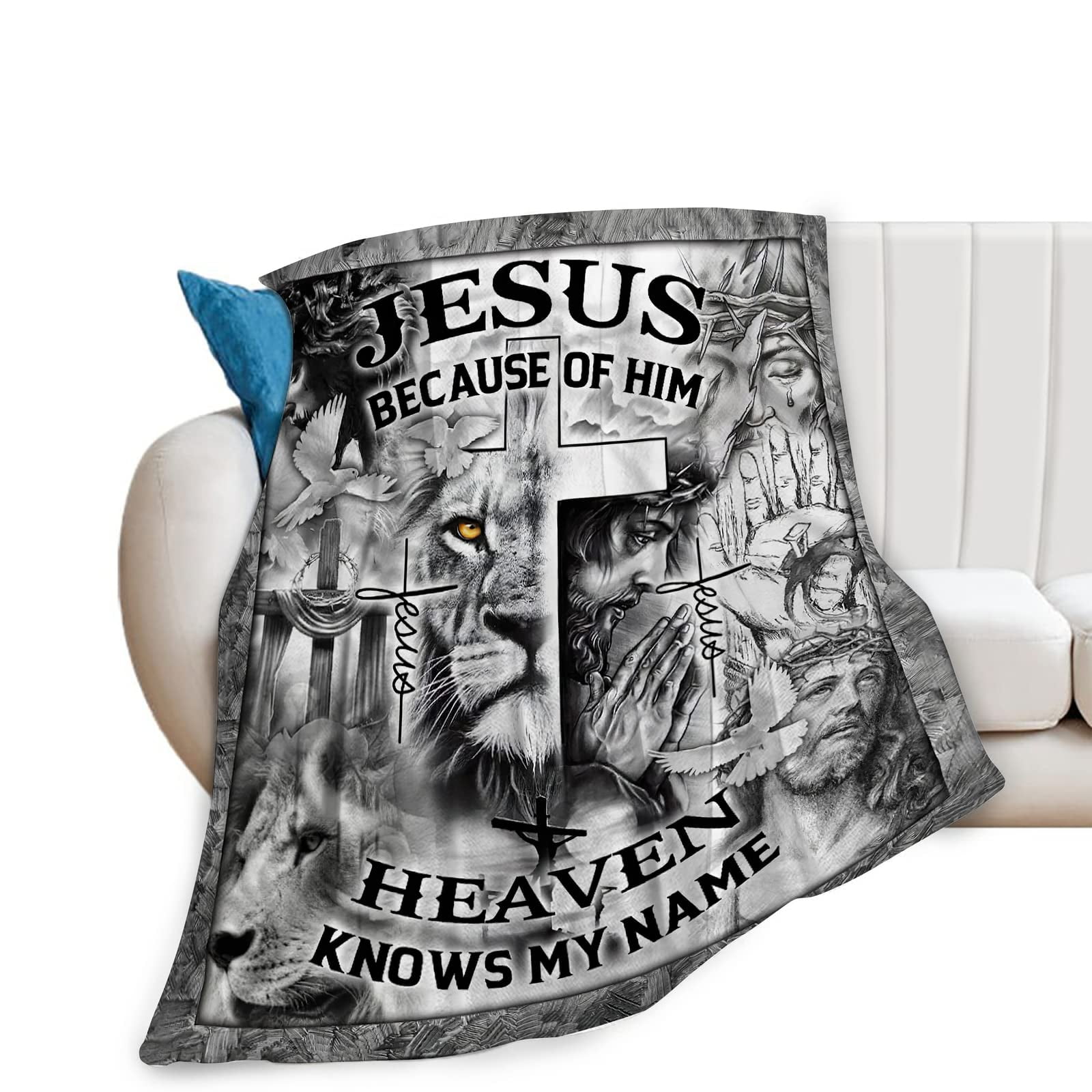 Jesus Blanket Christian Gifts for Men Women Jesus and Lion Throw ...