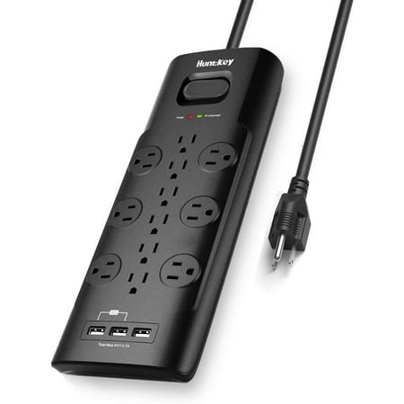 Huntkey Surge Protector Power Strip, 12 Outlets Extender with 3 USB ...