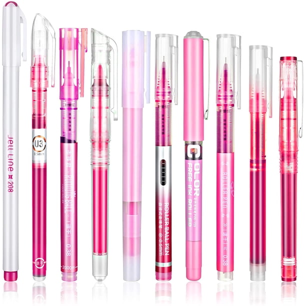 10 Pieces Pink Ink Pen Set QuickIGUOHAO Drying Gel Ink Pens Color ...