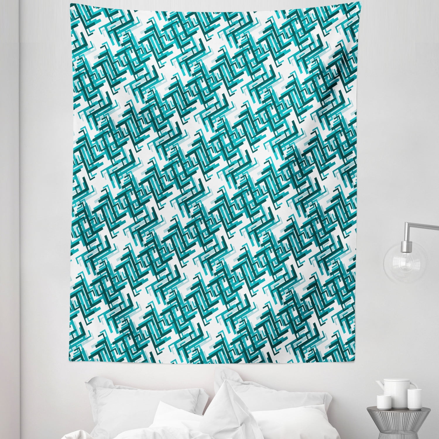 Abstract Tapestry, Retro Architecture Style Modern Trippy Maze Form ...