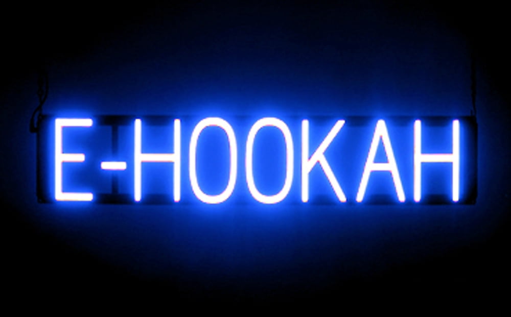 SpellBrite E-HOOKAH LED Sign for Business. 30.8" x 6.3" Blue E-HOOKAH ...