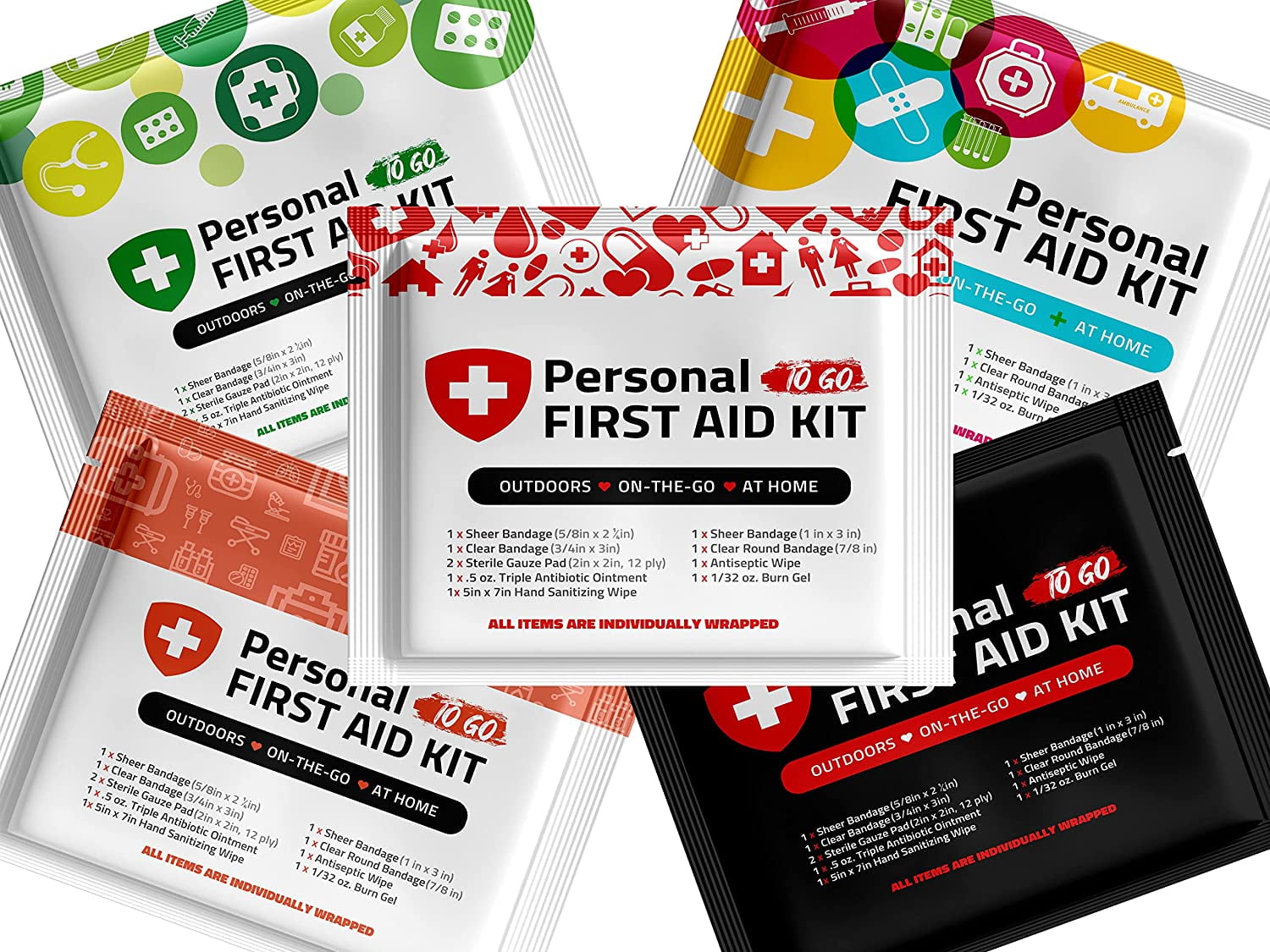 5 Pack - Portable Travel Size First Aid Kit - Assorted - Walmart.com
