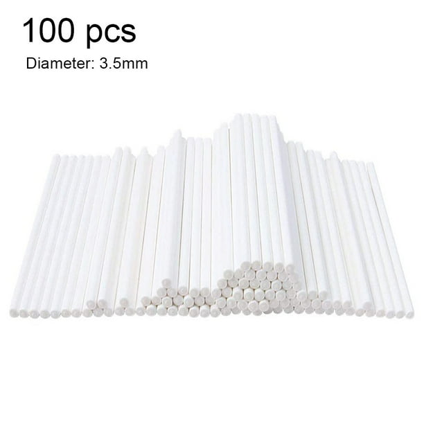 maskred 100PCS Solid Core White Paper Lollipop Sticks For DIY Chocolate ...