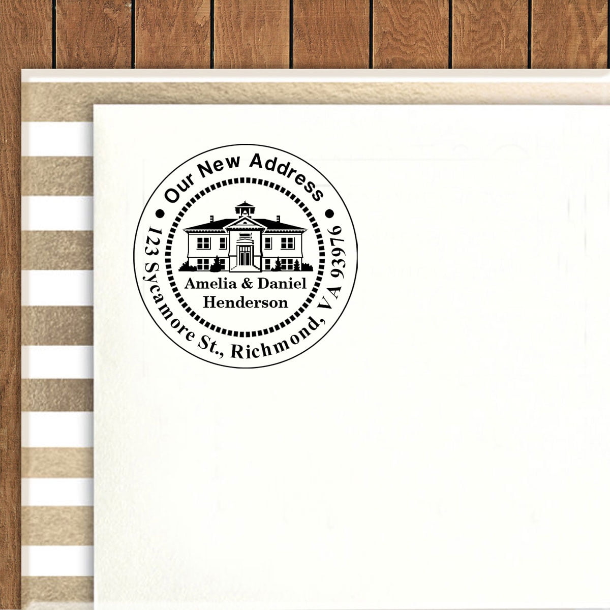 Printtoo Round Custom Our New Address Rubber Stamp Self Inking House ...