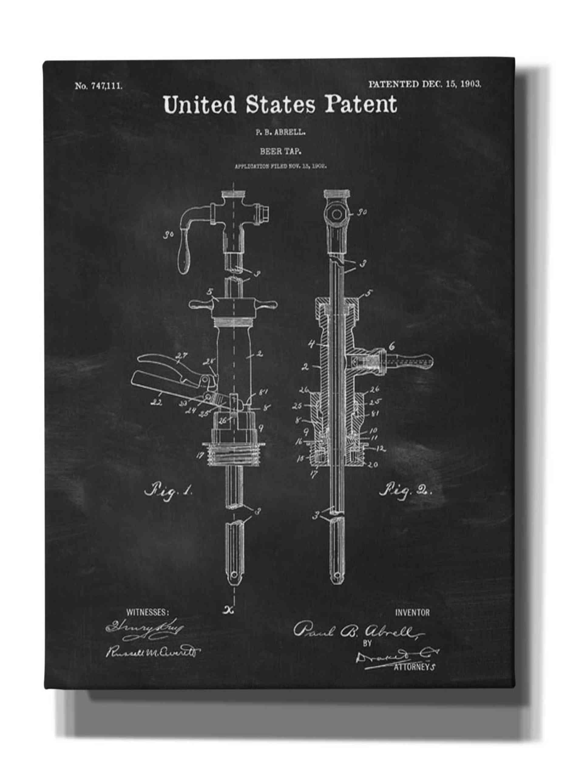 Epic Graffiti "Beer Tab Blueprint Patent Chalkboard" Giclee Canvas Wall ...