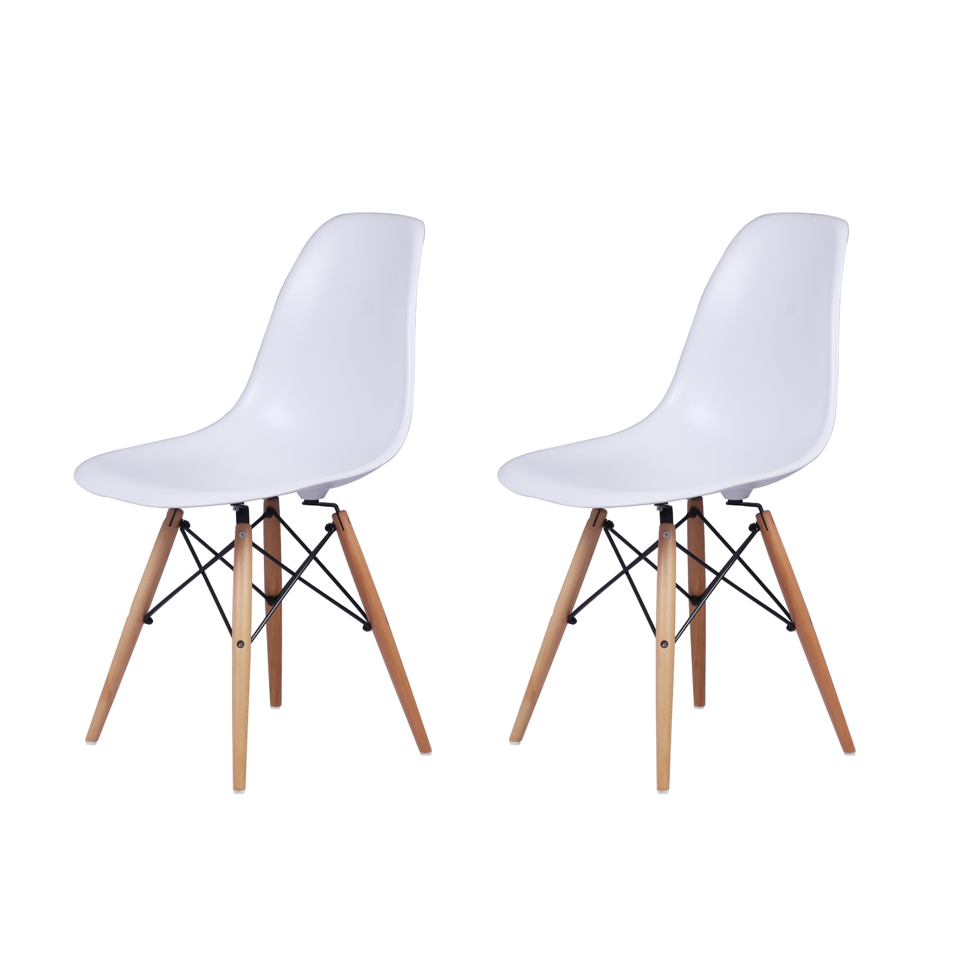 Leejay White Plastic Dining Chairs with Wood Legs,Set of 2 - Walmart.com