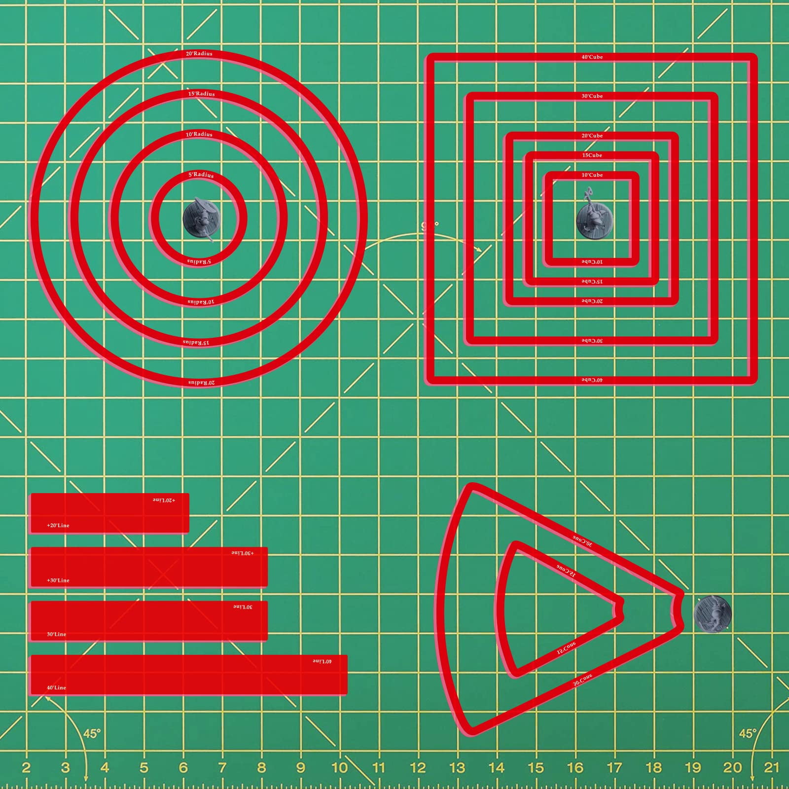 Area of Effect Spell Templates Set of 15 (Included Cube, Cone, Circle ...