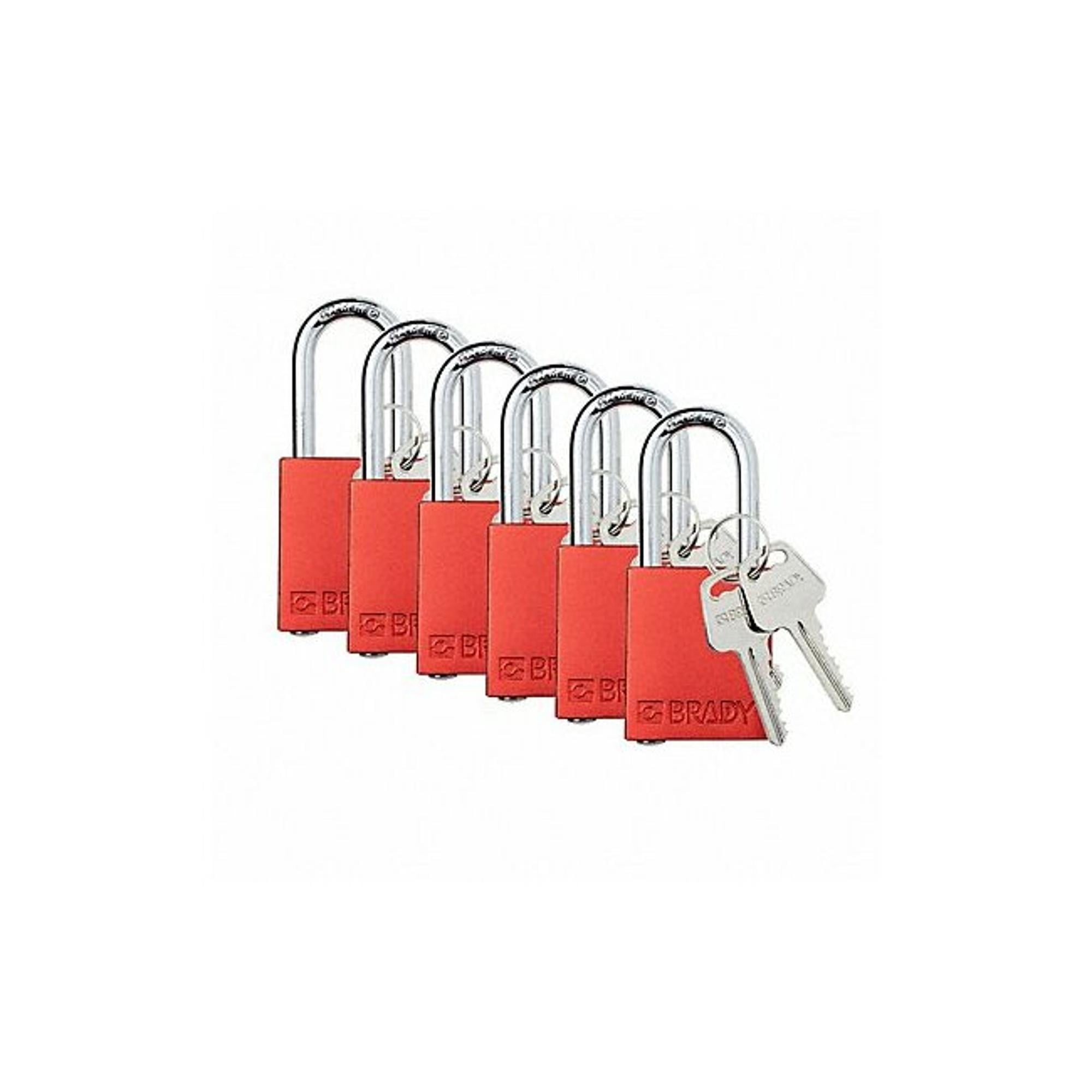 Brady Padlock,6 Pins,Red,PK6 SDAL-RED-38ST-KD6 - Walmart.com